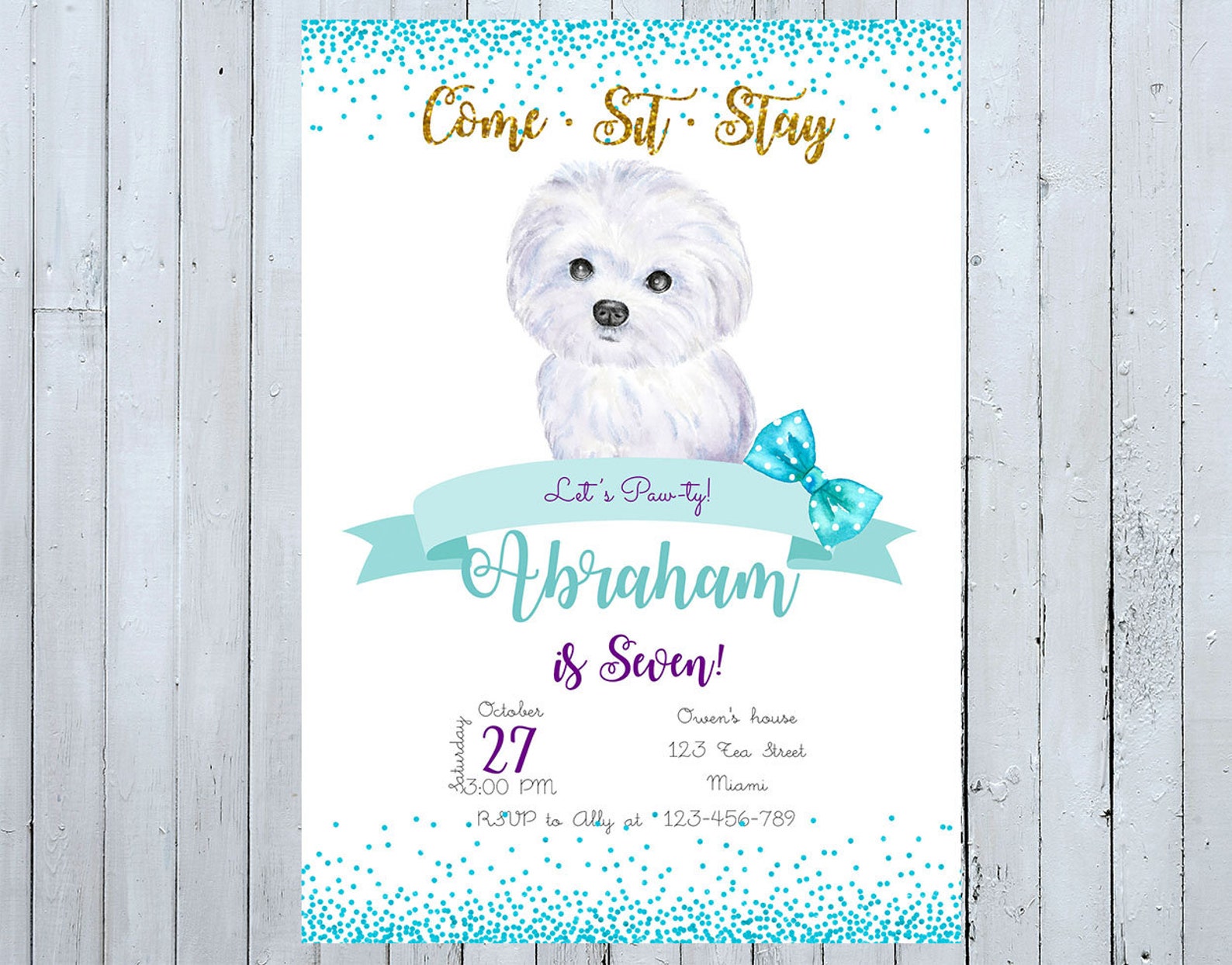 Maltese Invitation, Maltese Invite, Maltese Birthday Invitation, Dogs ...