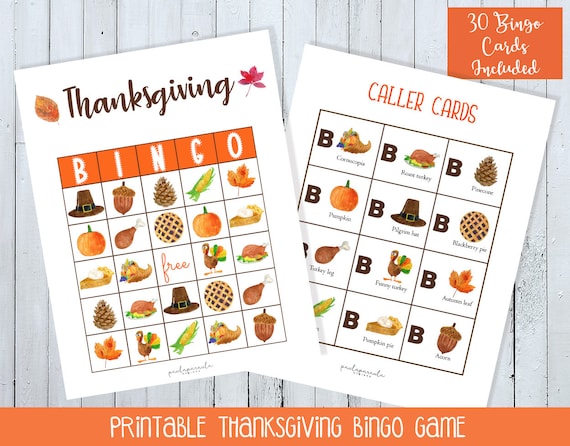 Thanksgiving Bingo Thanksgiving Game Thanksgiving Party | Etsy