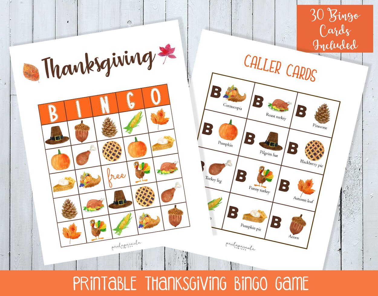 Thanksgiving Bingo, Thanksgiving Game, Thanksgiving Party, Printable ...