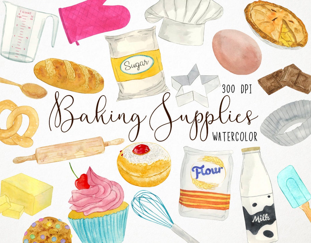 Watercolor Cooking Clipart, Baking Clipart, Kitchen Clipart, Baking ...
