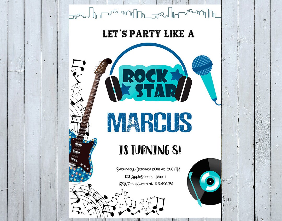 Rockstar Invitation, Rockstar Invite, Rockstar Birthday Invitation ...