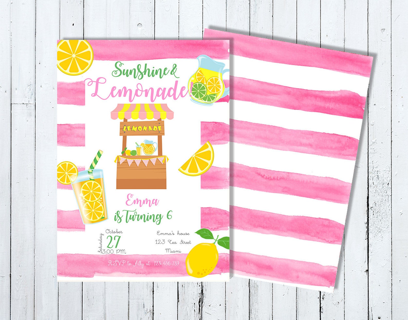 Lemonade Stand Invitation Lemonade Invitation Lemonade Party | Etsy