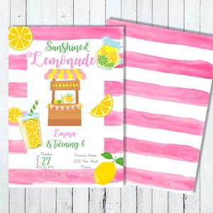 Lemonade Stand Invitation, Lemonade Invitation, Lemonade Party Invite ...