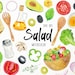 Watercolor Salad Clipart, Salad Ingredients Clipart, Healthy Food ...