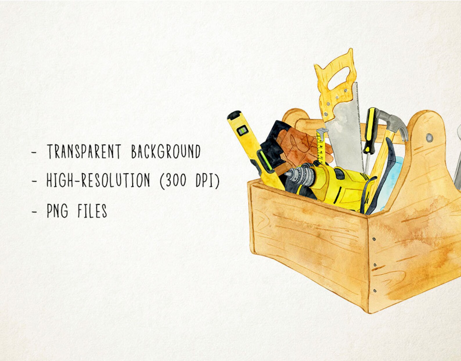 Watercolor Tools Clipart Hand Tools Clipart Tool Kit - Etsy