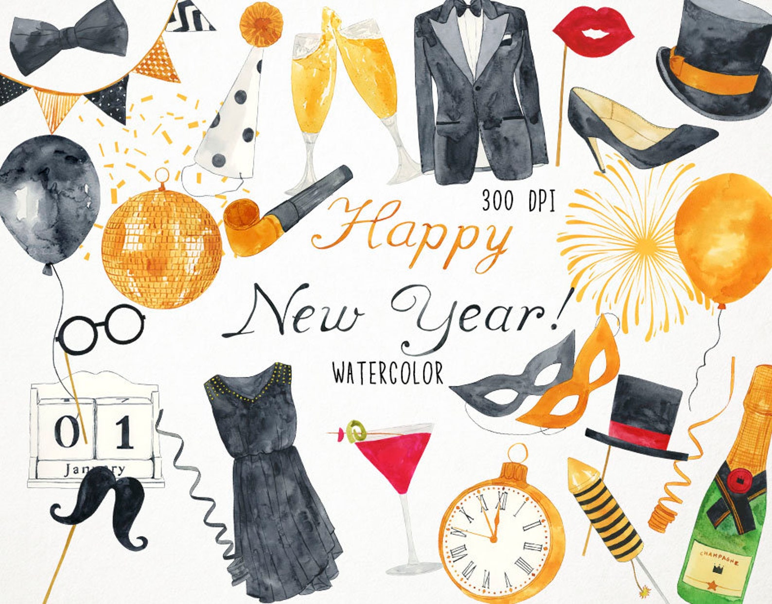 New Years Clipart, New Year Clipart, Happy New Year Clipart, New Years ...
