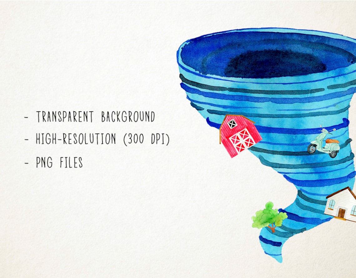 Watercolor Natural Disasters Clipart, Catastrophes Clipart, Calamity ...