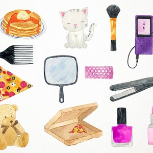 Watercolor Slumber Party Clipart, Pajamas Party Clipart, Sleep Over ...