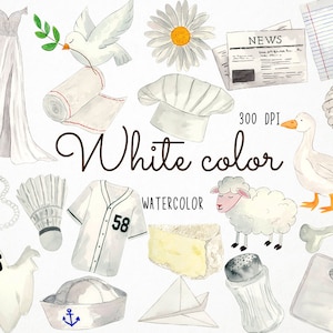 Watercolor White Clipart, White Color Clipart, White Objects Clipart ...