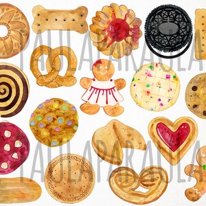 Watercolor Cookies Clipart, Biscuits Clipart, Bakery Clipart, Pastries ...