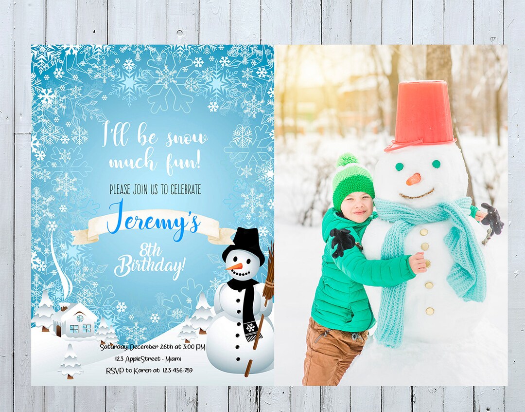 Snowman Birthday Invitation With Photo, Snowman Invitation With Picture ...