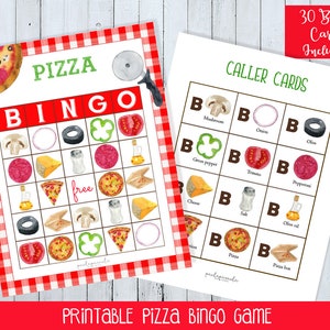 Pizza Bingo Printable Pizza Bingo Cards Pizza Bingo Game - Etsy Canada