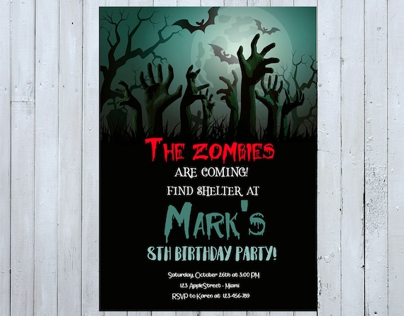 Zombie Birthday Invitation Zombie Invitation Zombie Party - Etsy
