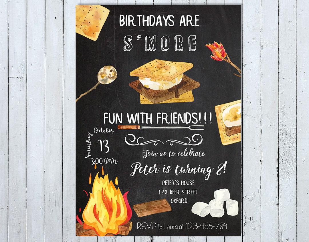 Camping Invitation, Camping Birthday Invitation, Bonfire Invitation ...