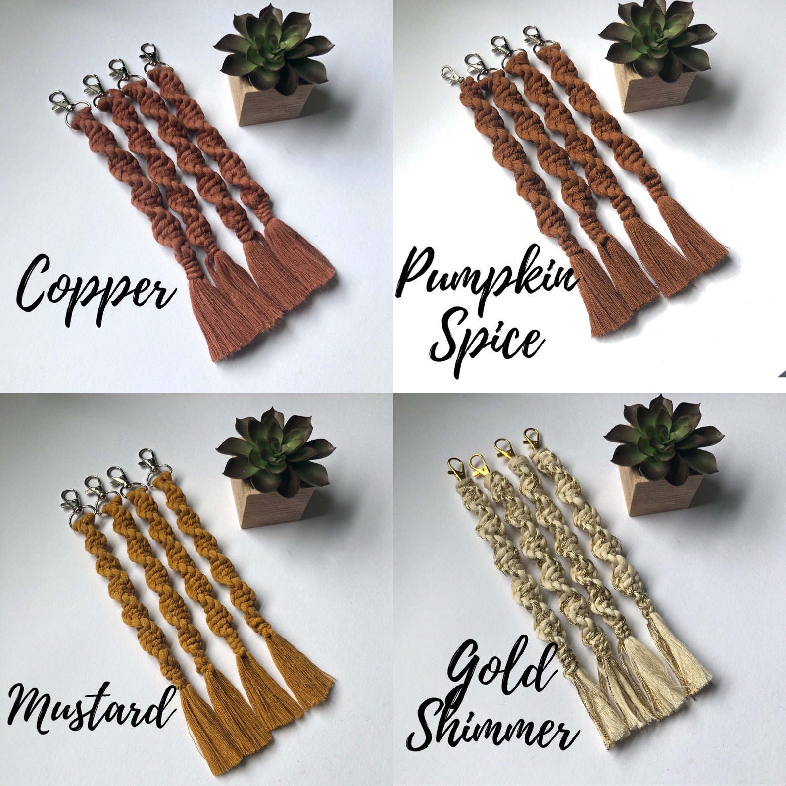 Macramé Twist Key Chains 23 Colors Macramé Accessories | Etsy