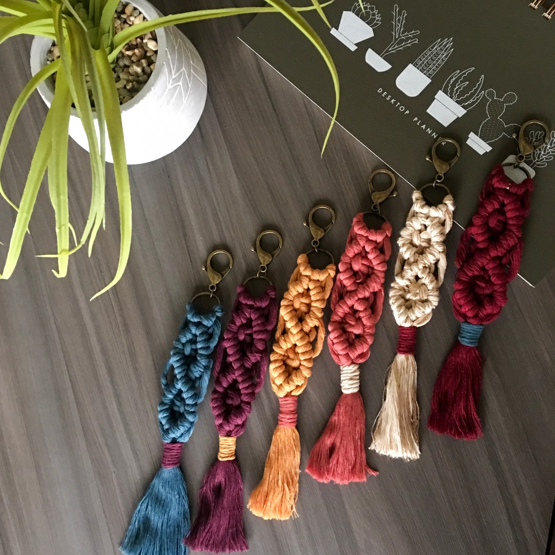 Macrame Key Chain Colorful Macrame Key Chain Fiber Tassel - Etsy