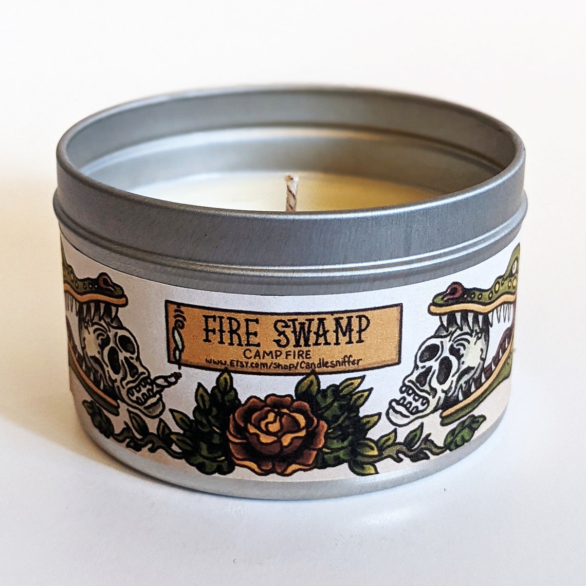 Fire Swamp/ Campfire / Alligator / Organic 8 Oz Soy / Tattoo / Skull ...