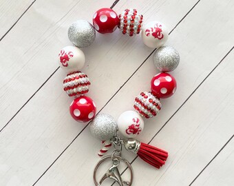 Candy Cane Keychain - Etsy