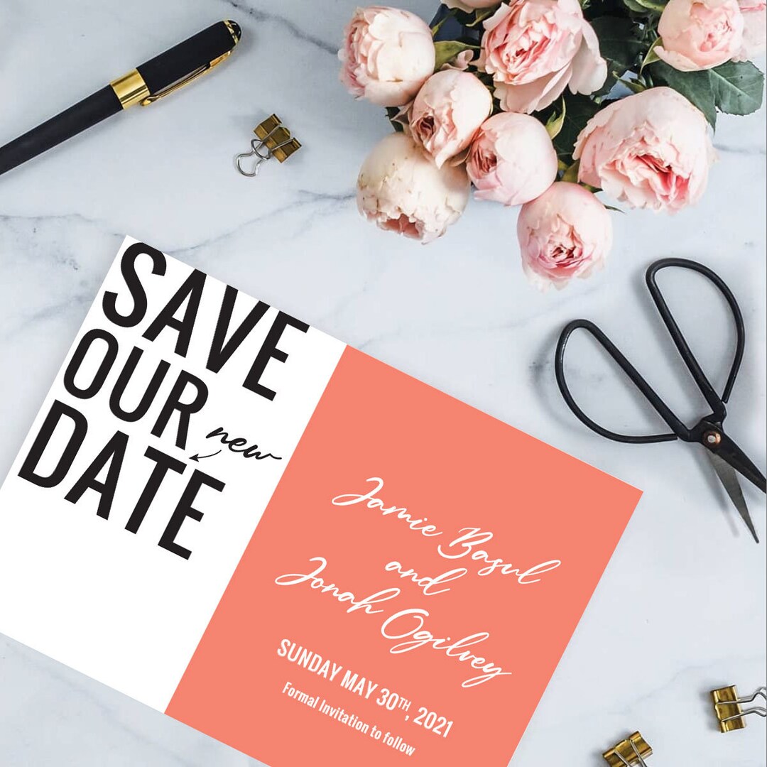 Save Our 'new' Date - CHANGE OUR DATE Cards - 5"x7" - Digital Download ...