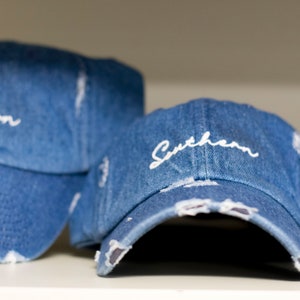 Distressed Southern Hat - Denim Baseball Cap - Cute Vintage Hat ...