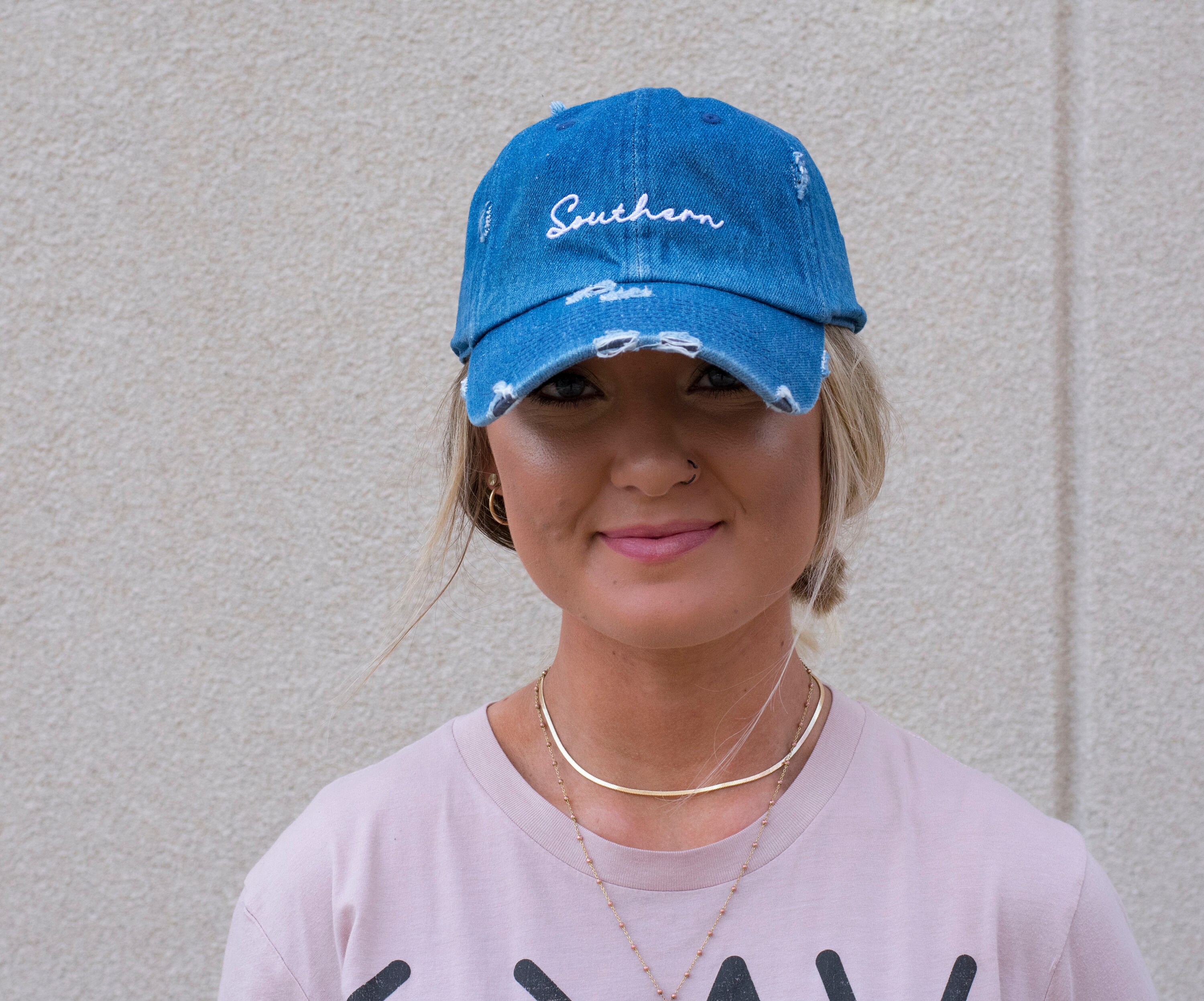 Distressed Southern Hat - Denim Baseball Cap - Cute Vintage Hat ...