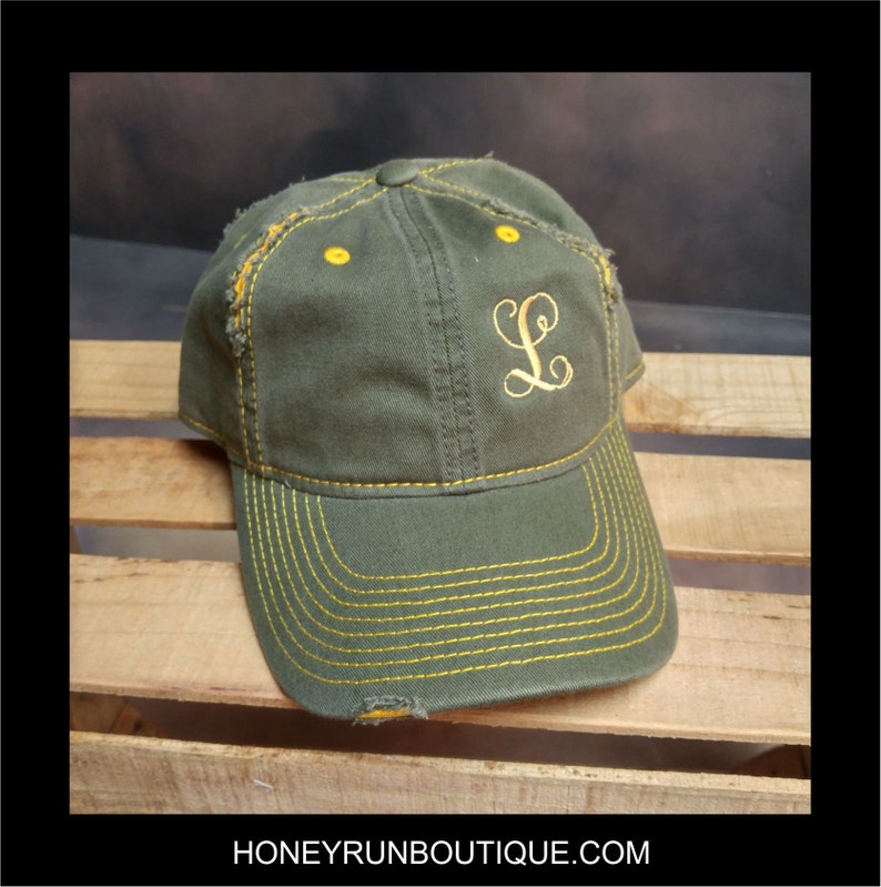 Single Letter Monogram Cap Distressed Hat Monogrammed Hat - Etsy