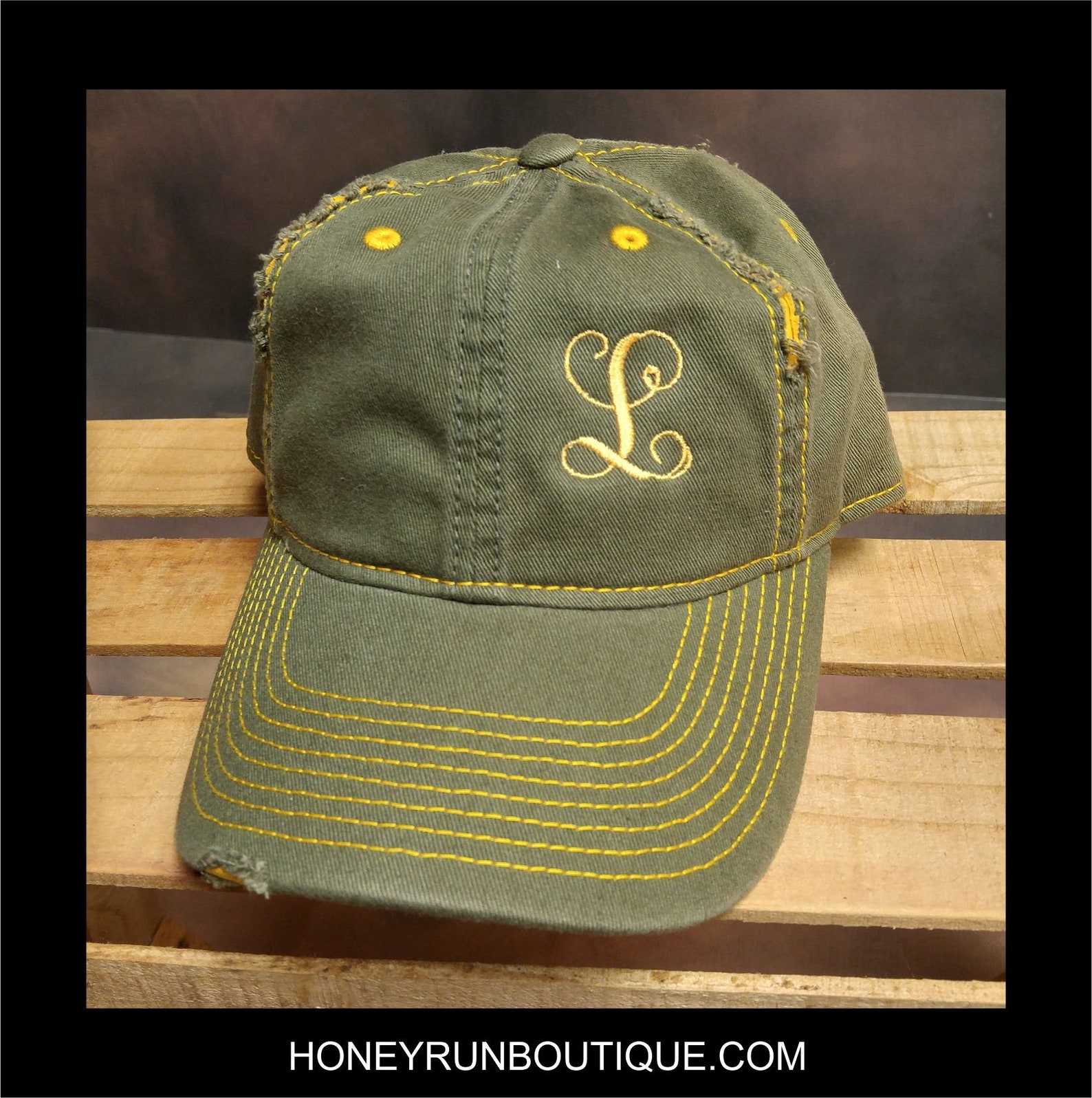 Single Letter Monogram Cap Distressed Hat Monogrammed Hat - Etsy