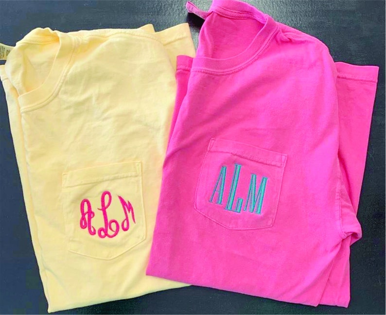 Monogrammed Comfort Colors Short Sleeve Pocket Tee - Etsy