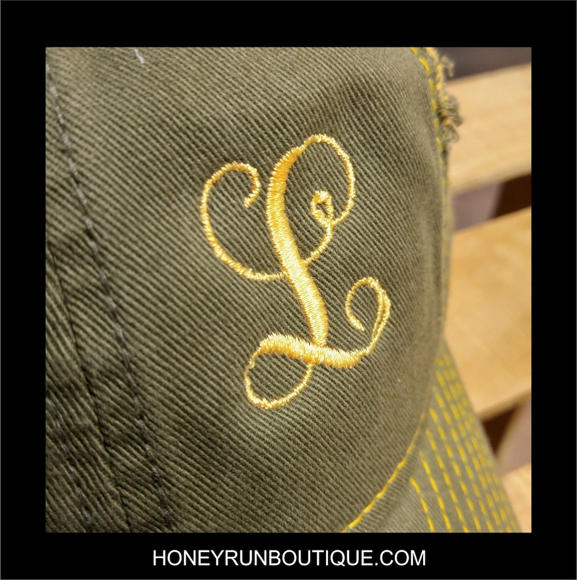 Monogrammed Distressed Baseball Cap - Personalized Initial Hat - Etsy