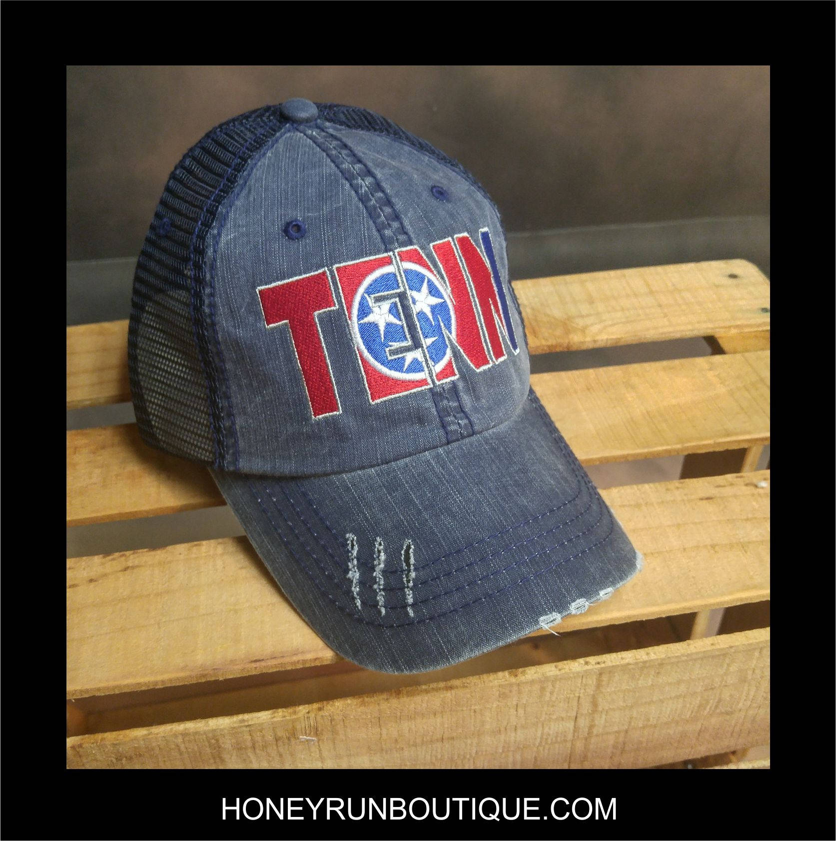 Tennessee Ball Cap Navy Blue Distressed Nashville Tristar - Etsy