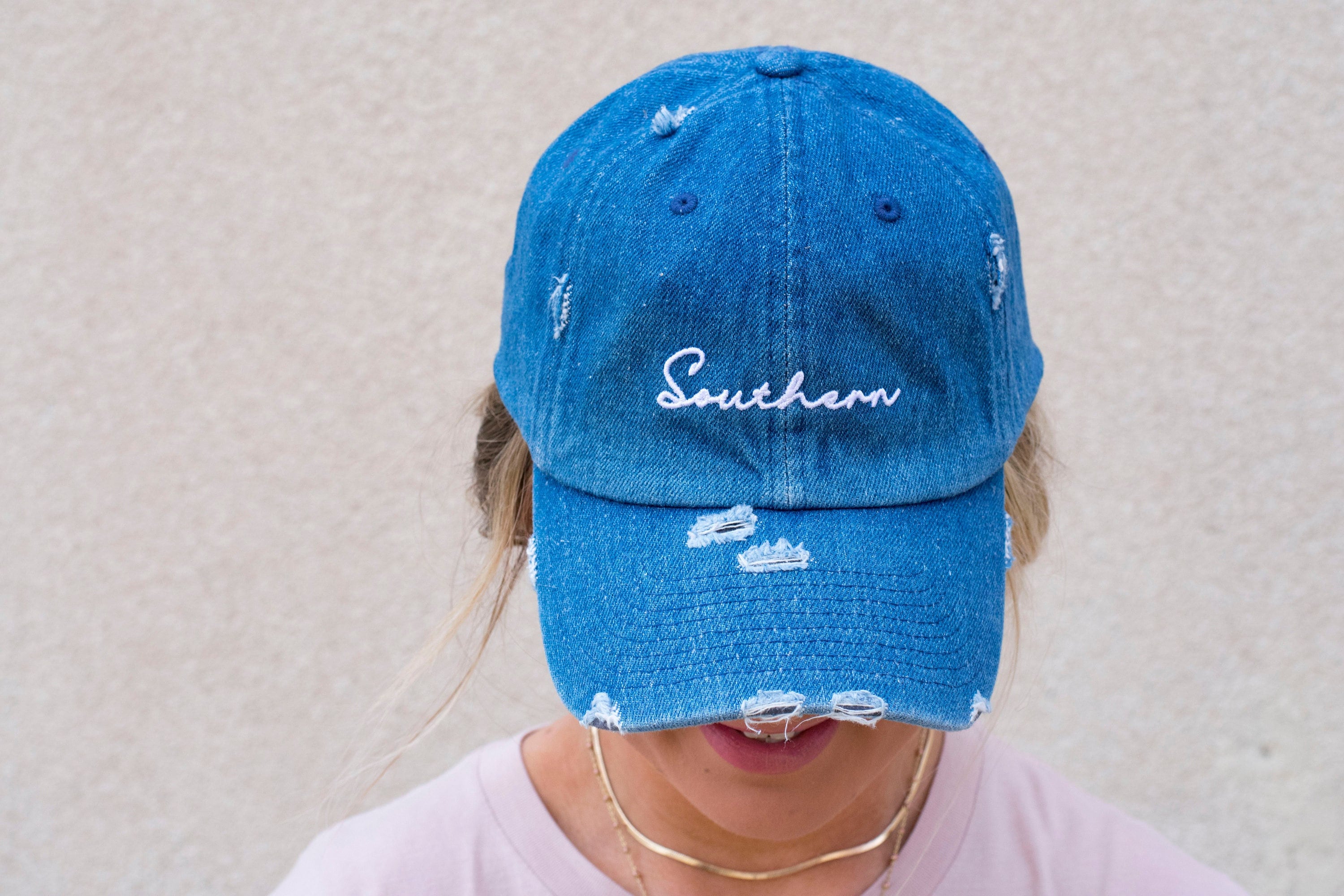 Distressed Southern Hat Denim Baseball Cap Cute Vintage - Etsy