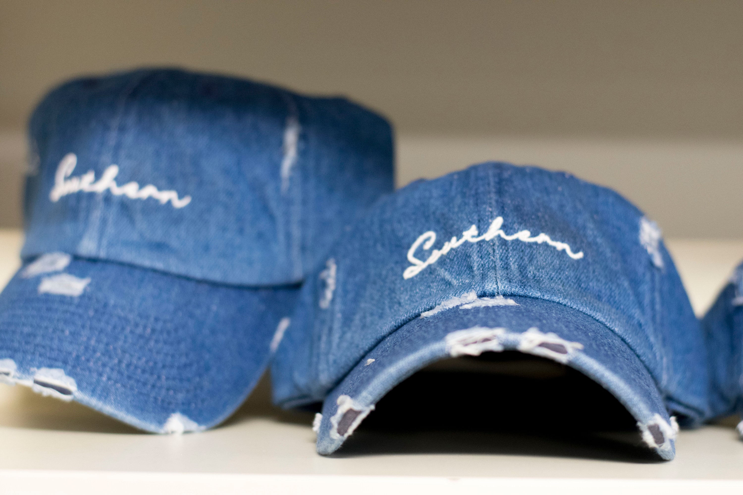 Distressed Southern Hat - Denim Baseball Cap - Cute Vintage Hat ...