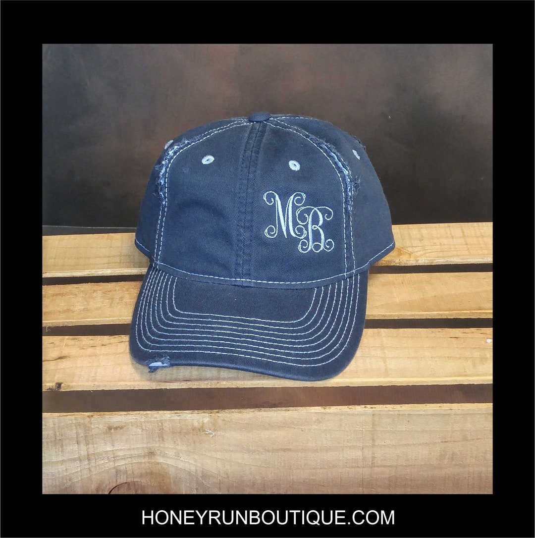 Custom Two Letter Monogram Cap Cute Distressed Baseball Cap - Etsy
