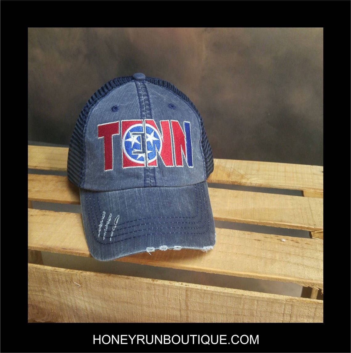 Tennessee Ball Cap Navy Blue Distressed Nashville Tristar | Etsy
