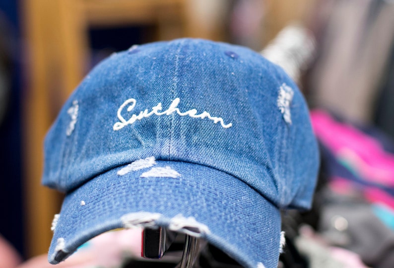Distressed Southern Hat - Denim Baseball Cap - Cute Vintage Hat ...