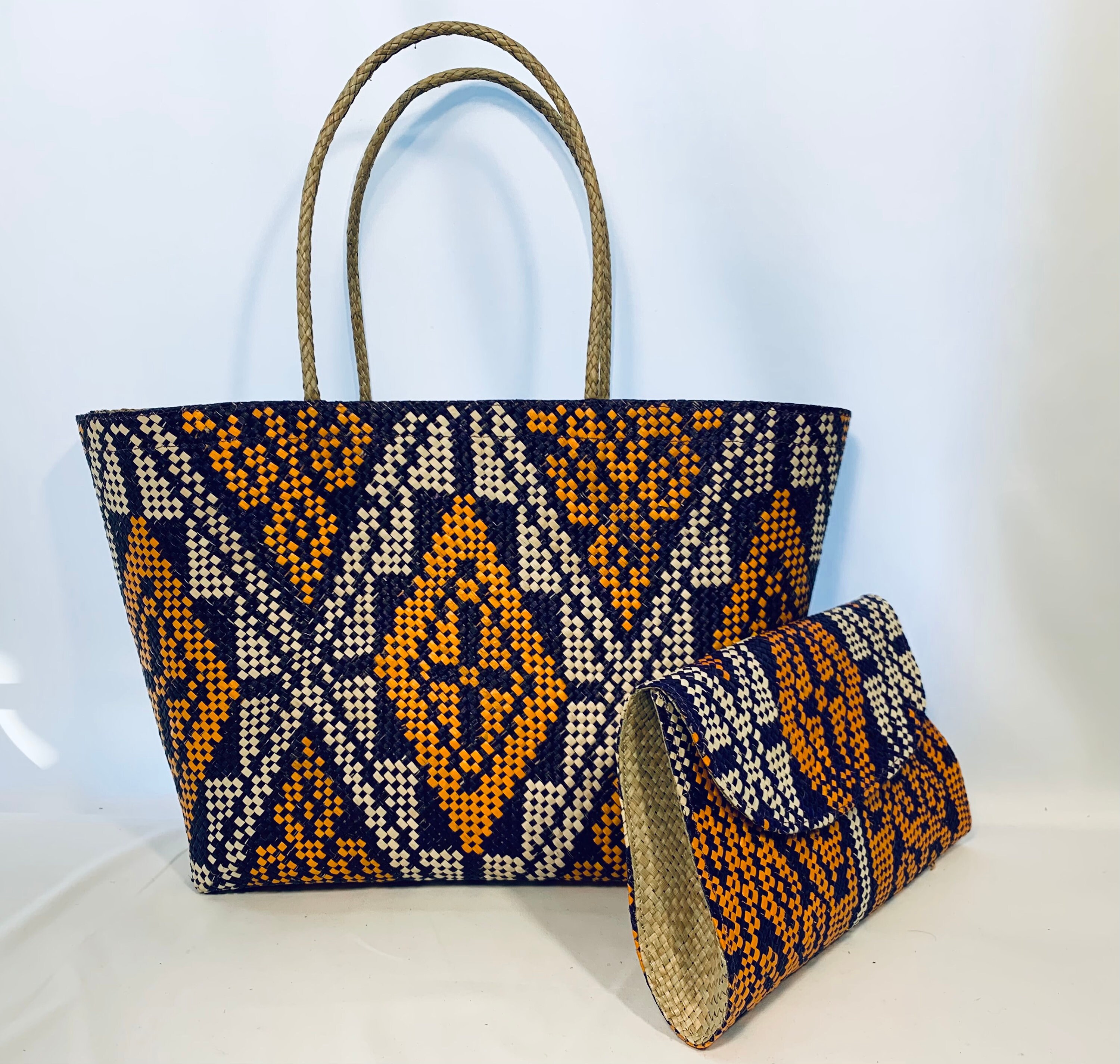 Handwoven Ticog Bag and Clutch Bag Set, Handwoven Banig Bag ...