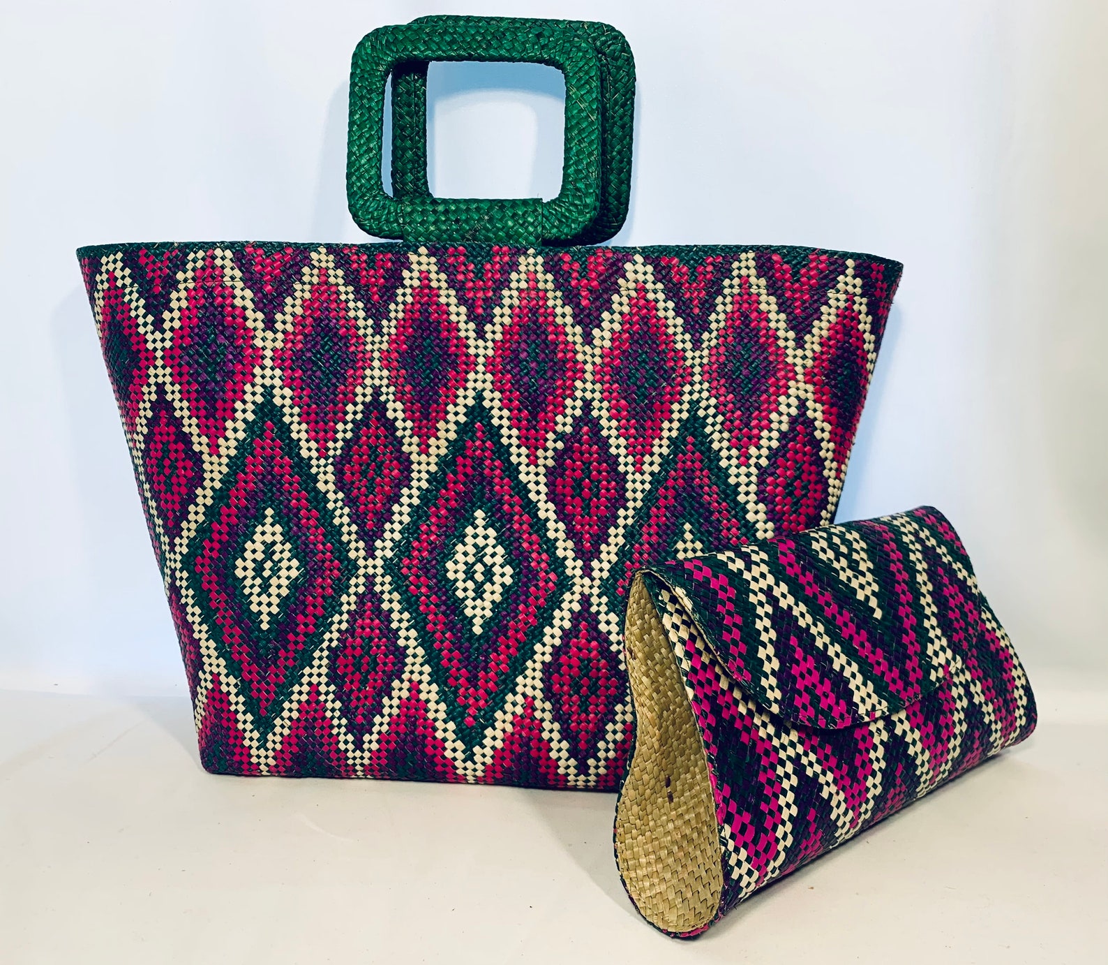 Handwoven Ticog Bag and Clutch Bag Set, Handwoven Banig Bag ...