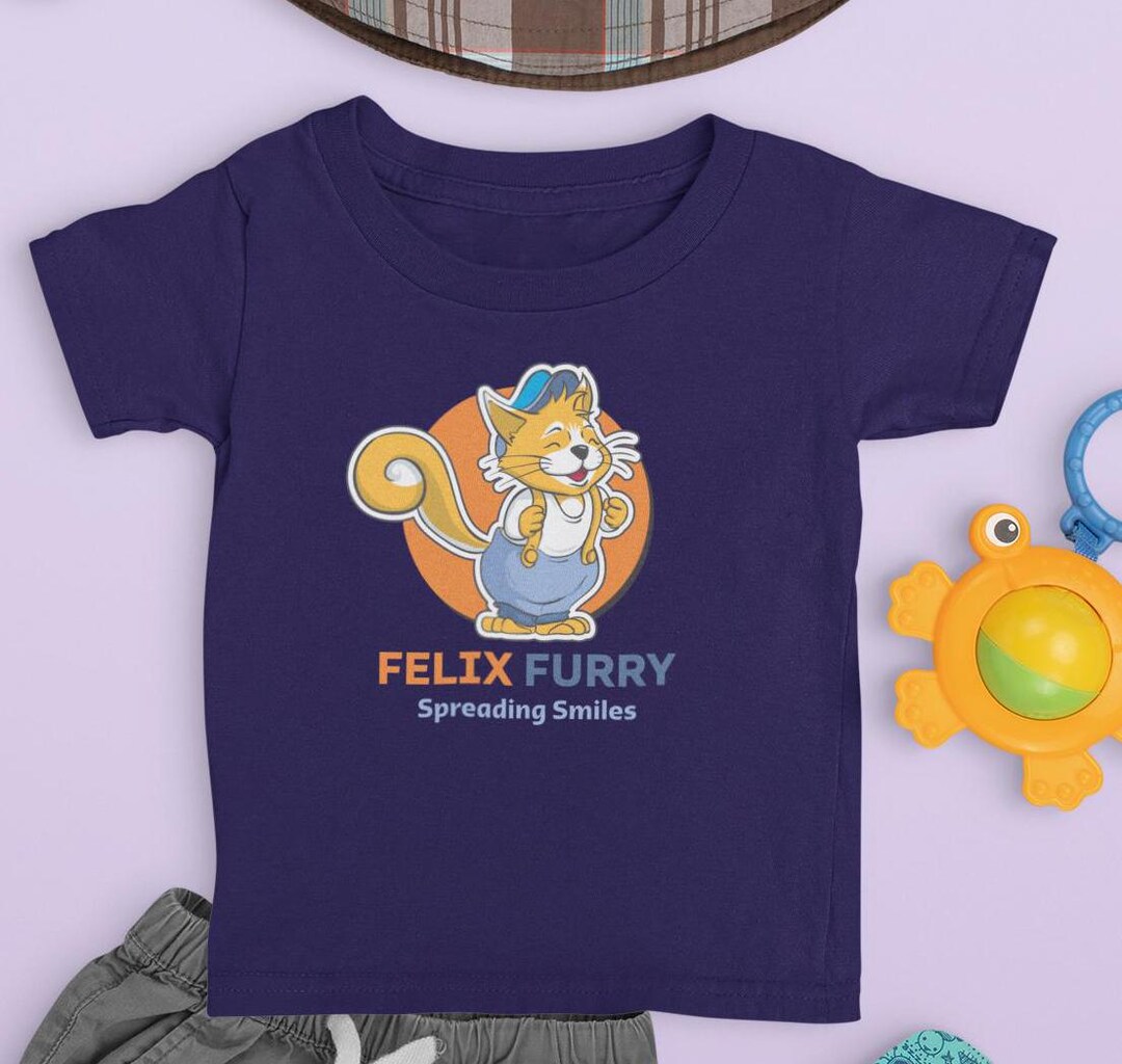 Cute Baby T-shirt Sticker - Felix Furry Smiley Cat | High-resolution ...