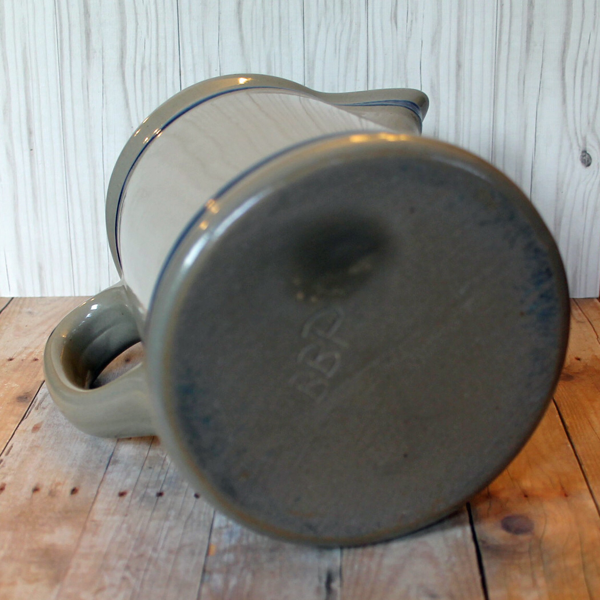 Vintage Beaumont Brothers Pottery BBP Stoneware Pitcher Gray and Blue ...