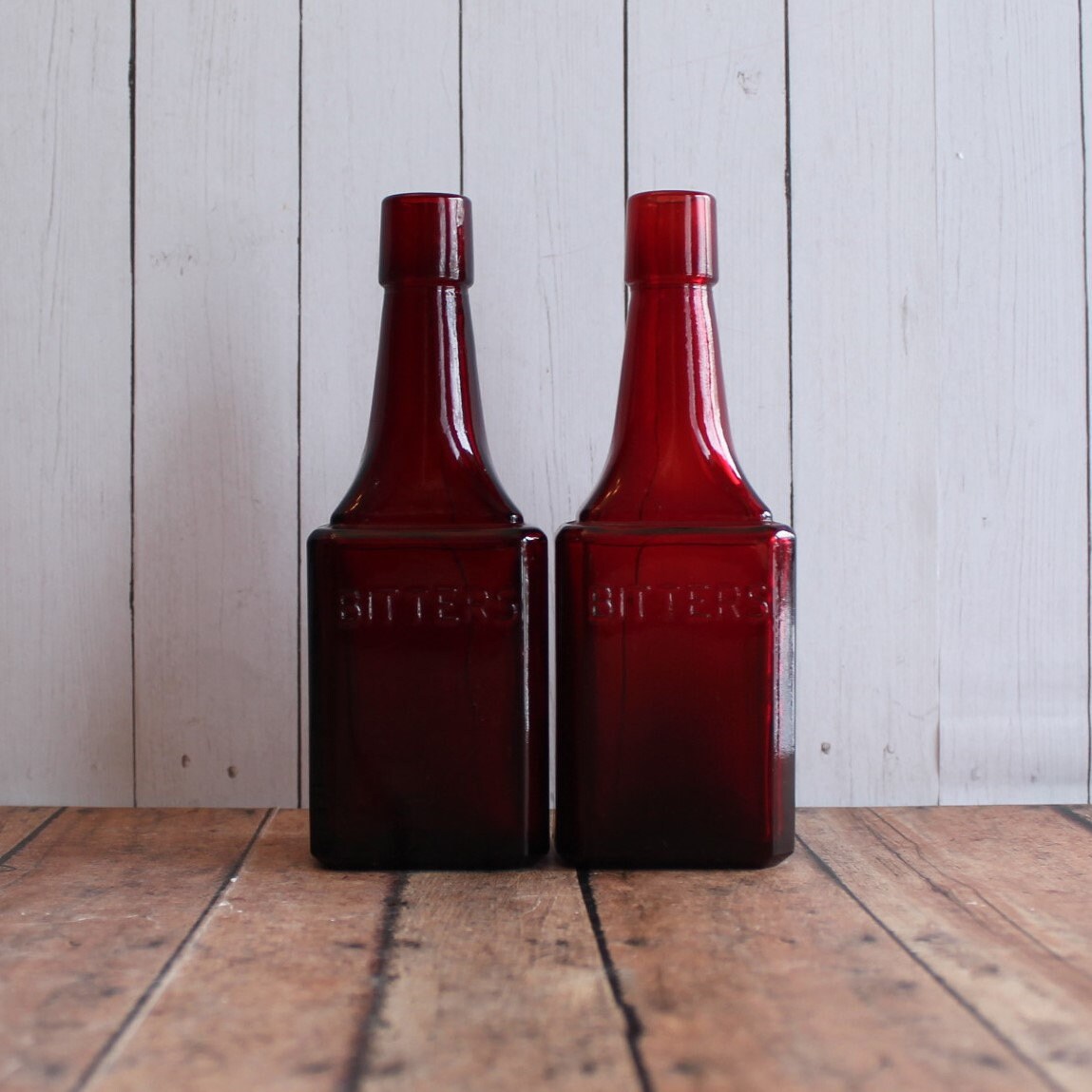Vintage WHEATON Glass Bottles Set of 3 Red and Green Colored Bitters ...