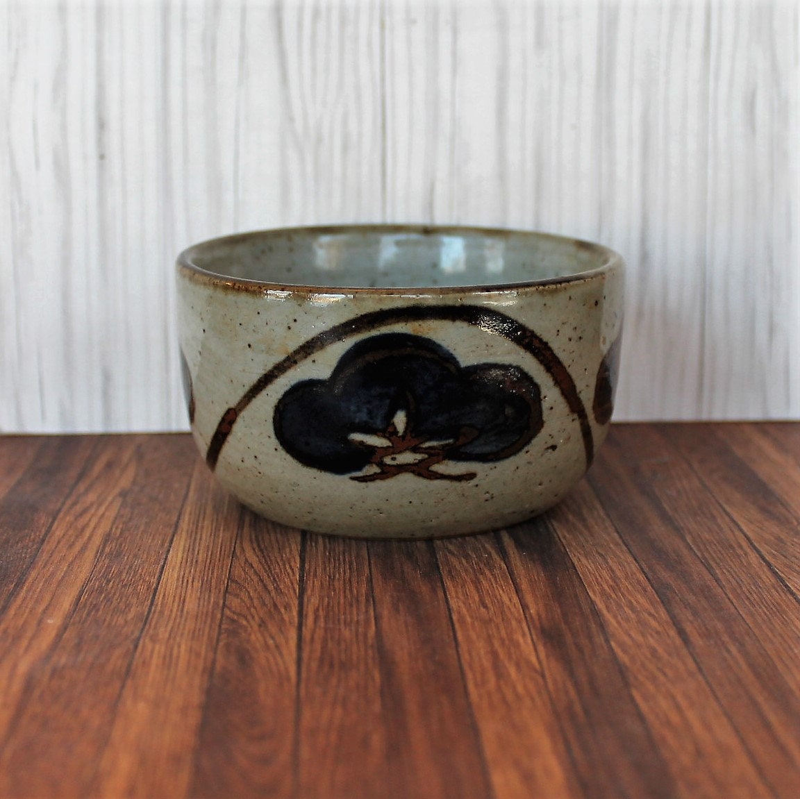 Vintage Otagiri Stoneware Small Bowl Grey with Blue and Brown Abstract ...