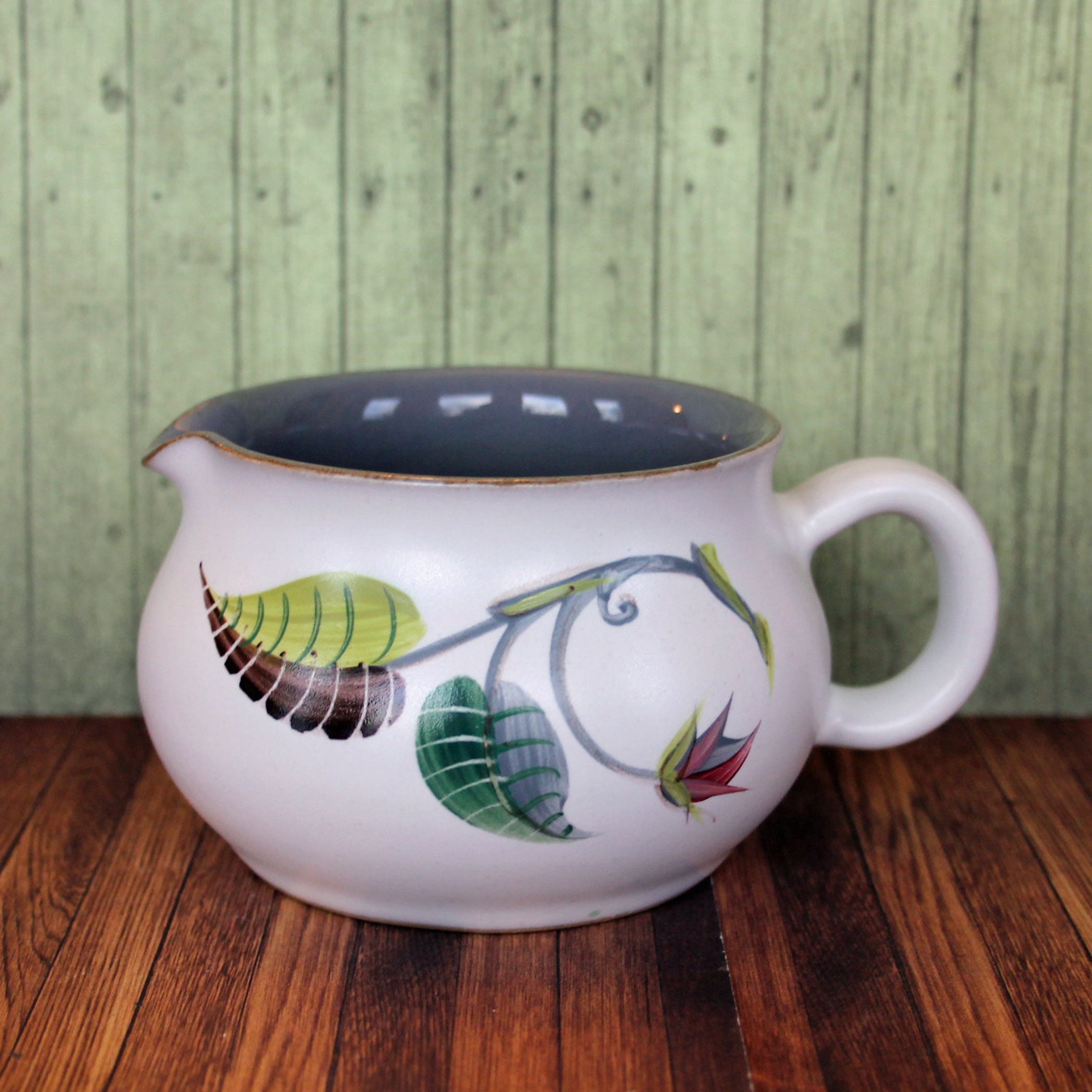 Vintage Denby SPRING Creamer Dish with Hand Painted Leaf Design Signed ...