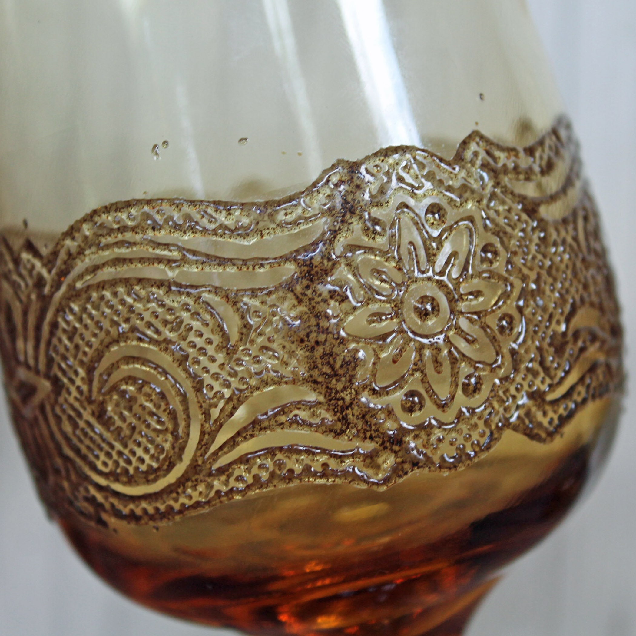 Vintage Libbey AMERICANA Wine Glass Set of 4 Amber Drinking Glasses ...