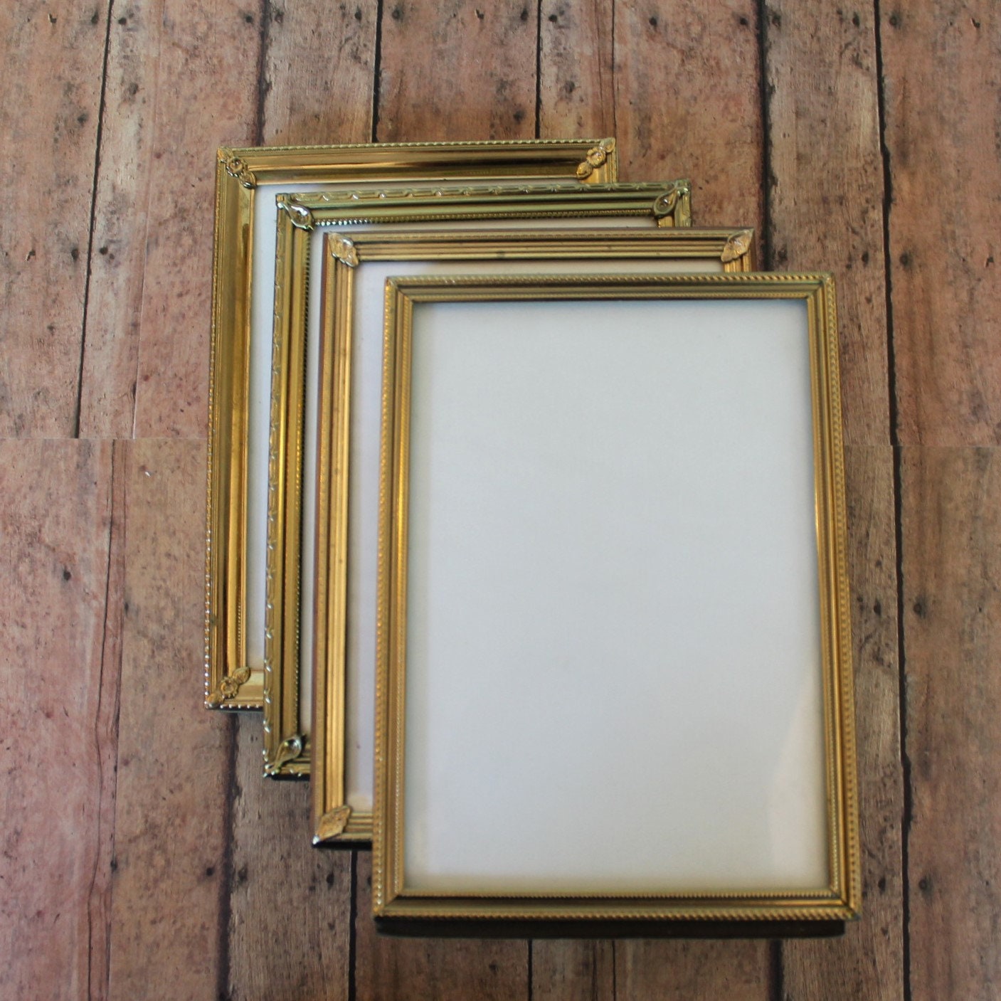 Vintage 5x7 Metal Gold Brass Colored Photo Picture Frame Set of 4 ...