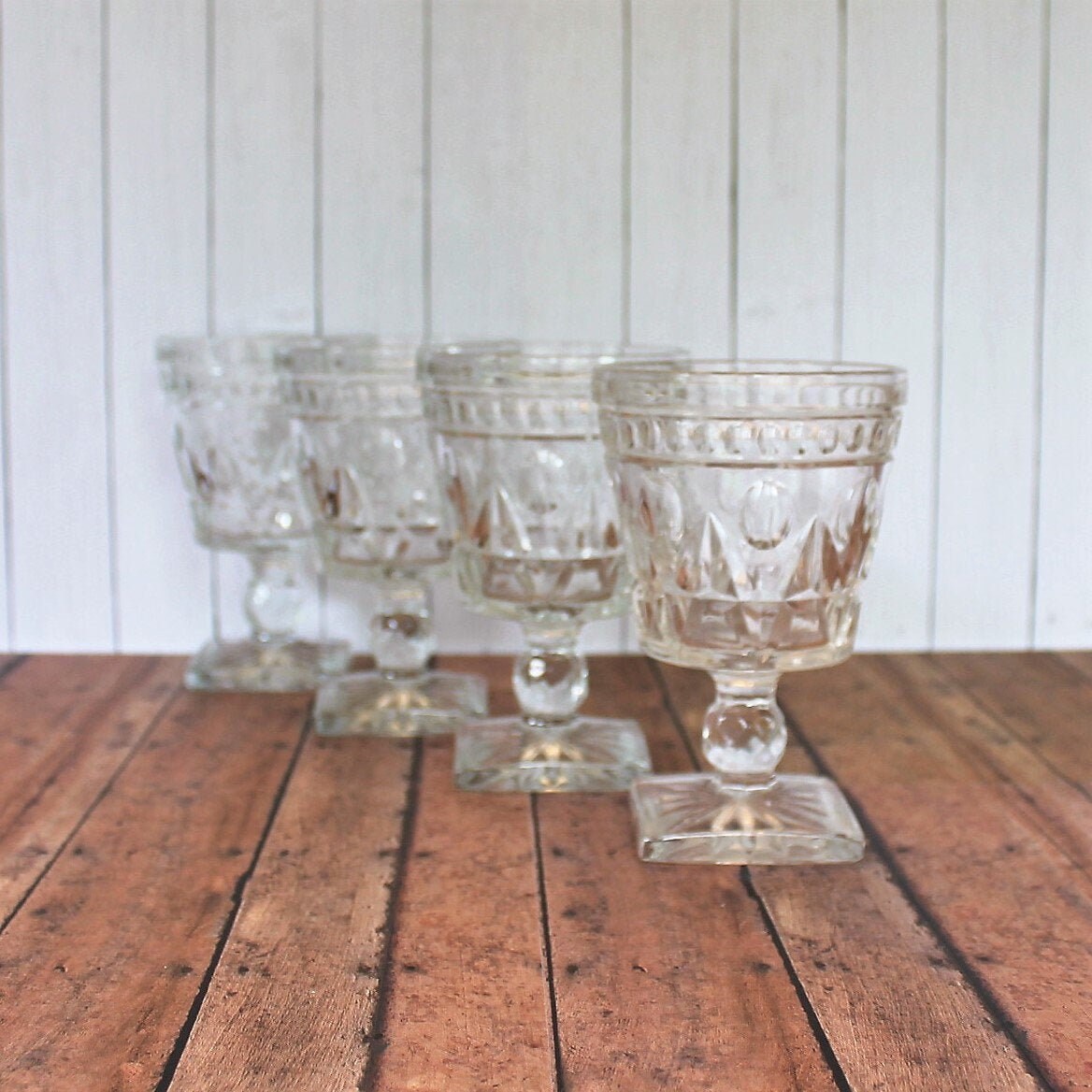 Vintage Indiana Glass Colony PARK LANE Clear 5 Water Goblet Set of 4 ...