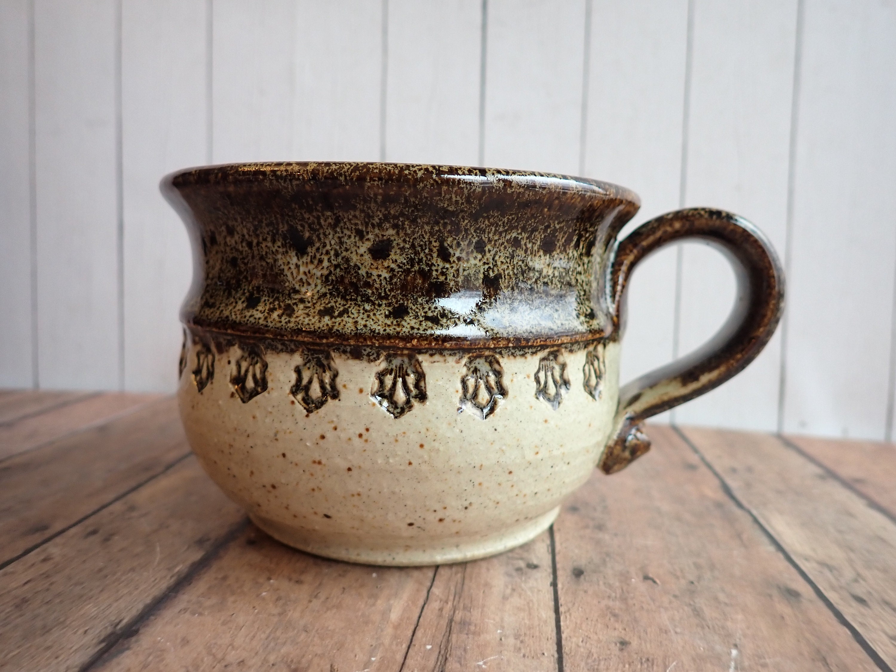 Vintage O'KEANE POTTERY Stoneware Soup Chili Stew Bowl with Handle Tan ...