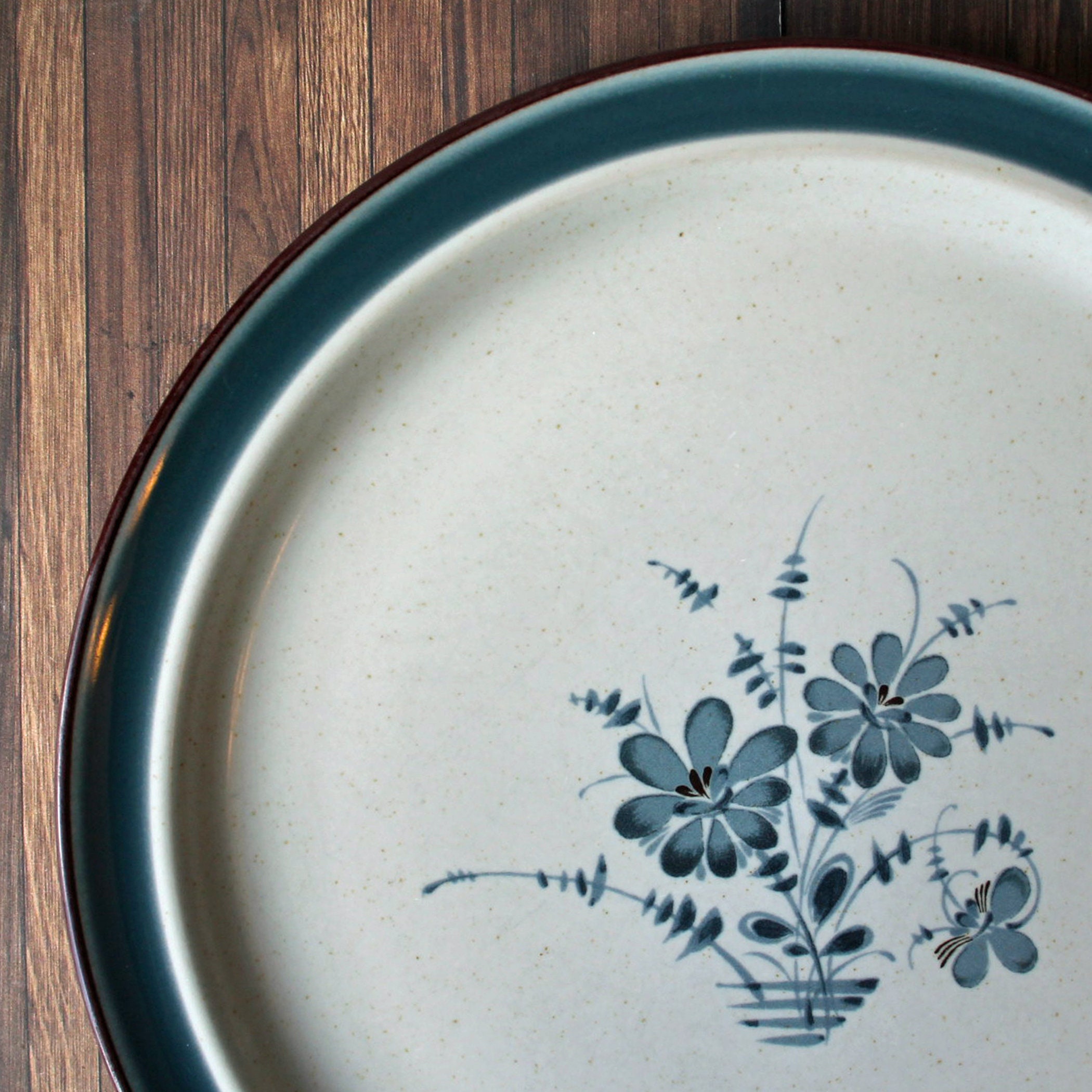 Vintage Noritake PLEASURE Stoneware Salad Plate Set of 4 Tan and Blue ...