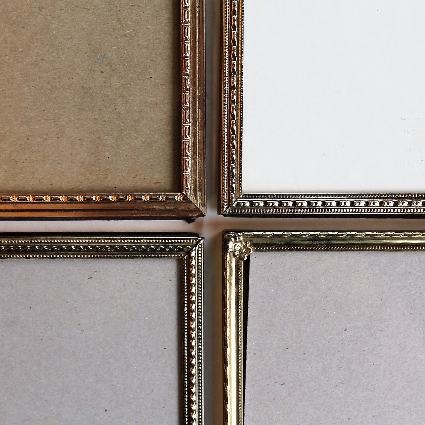 Vintage 3x4 Double Hinged Metal Gold Brass Photo Picture Frame Set of 4 ...