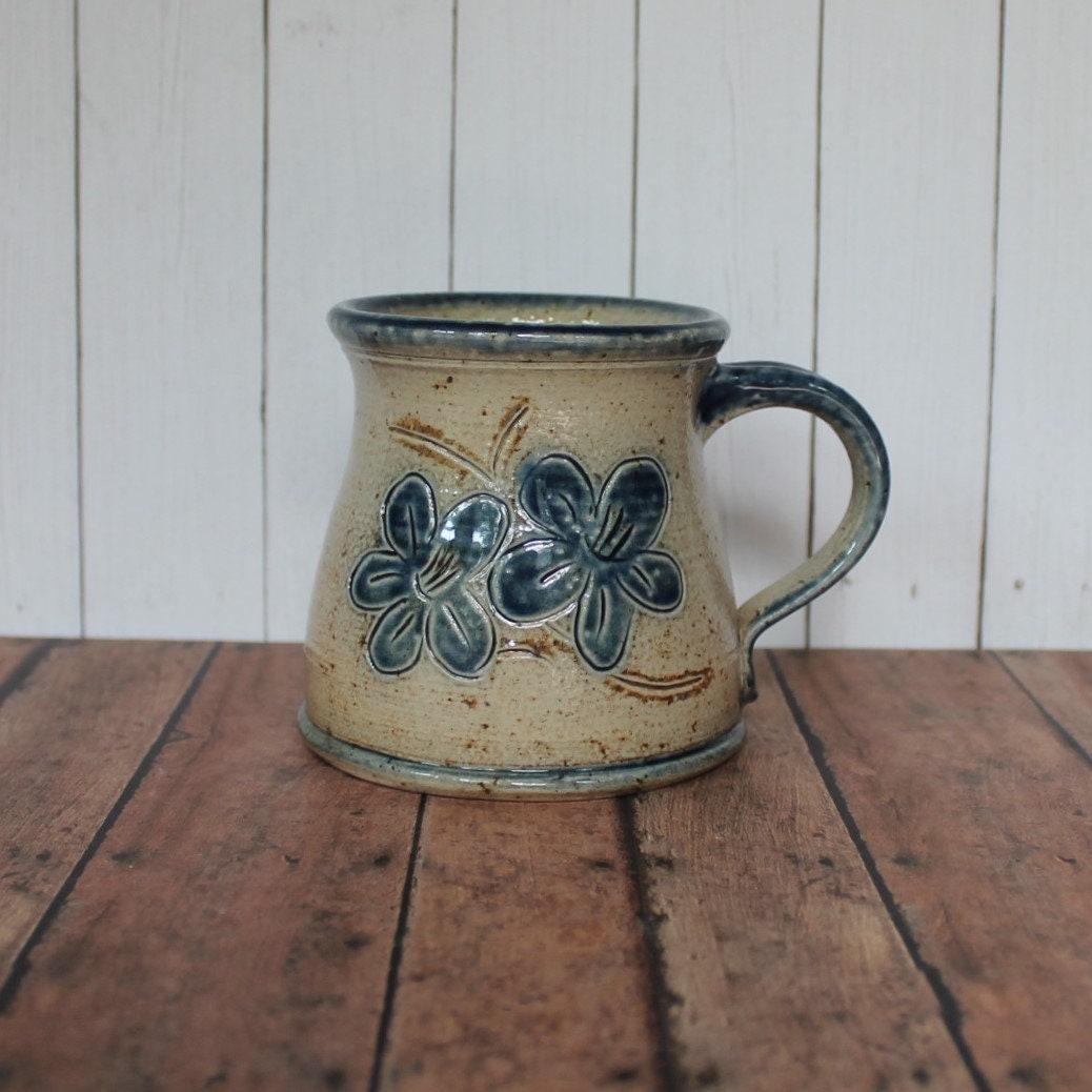 Vintage Scipio Creek Pottery Salt Glazed Stoneware Mug with Floral ...