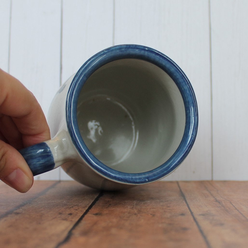Vintage Louisville Stoneware Horse Mug Kentucky Derby Grey Blue Pottery